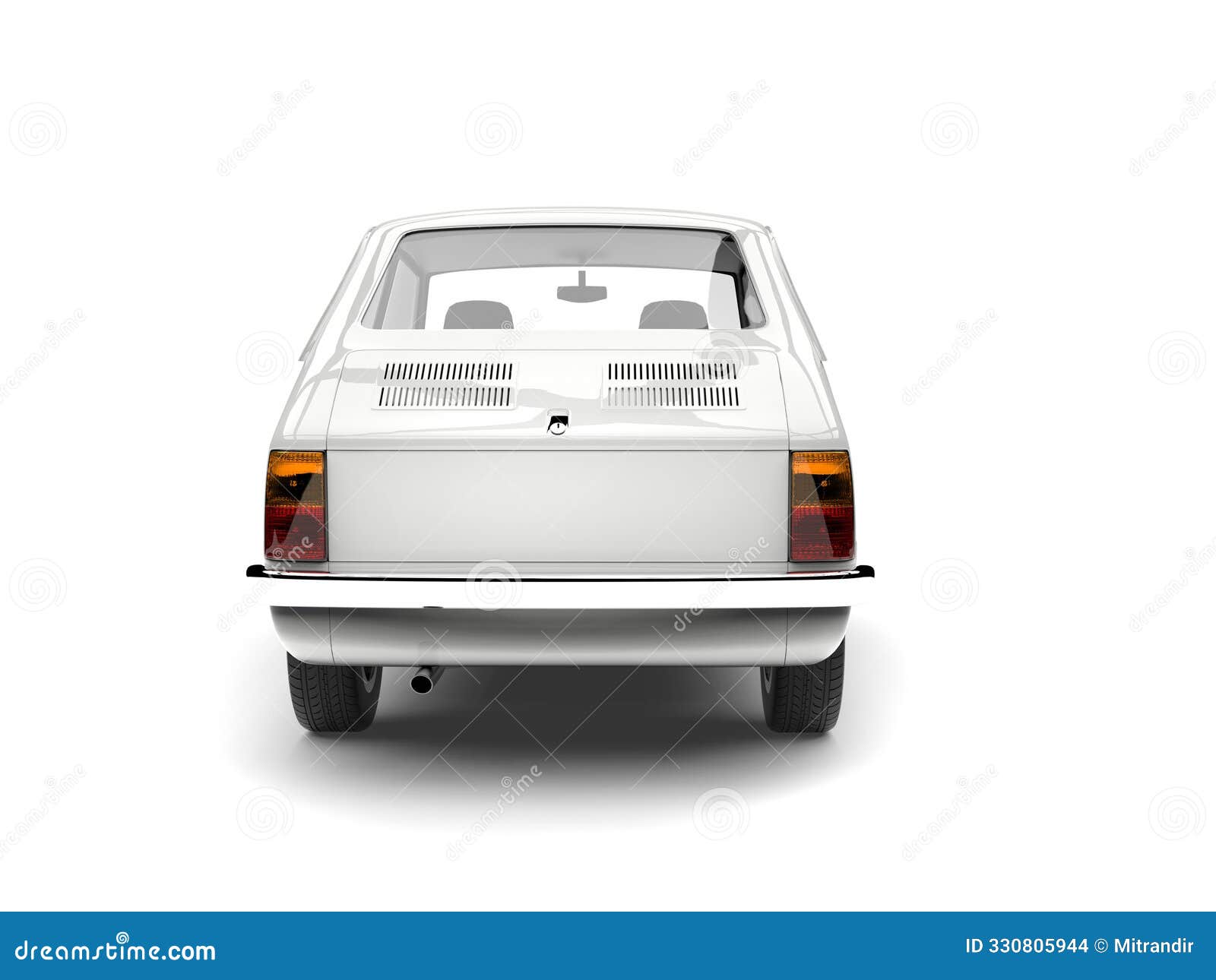 Small White Compact Vintage Car - Back View Stock Illustration ...