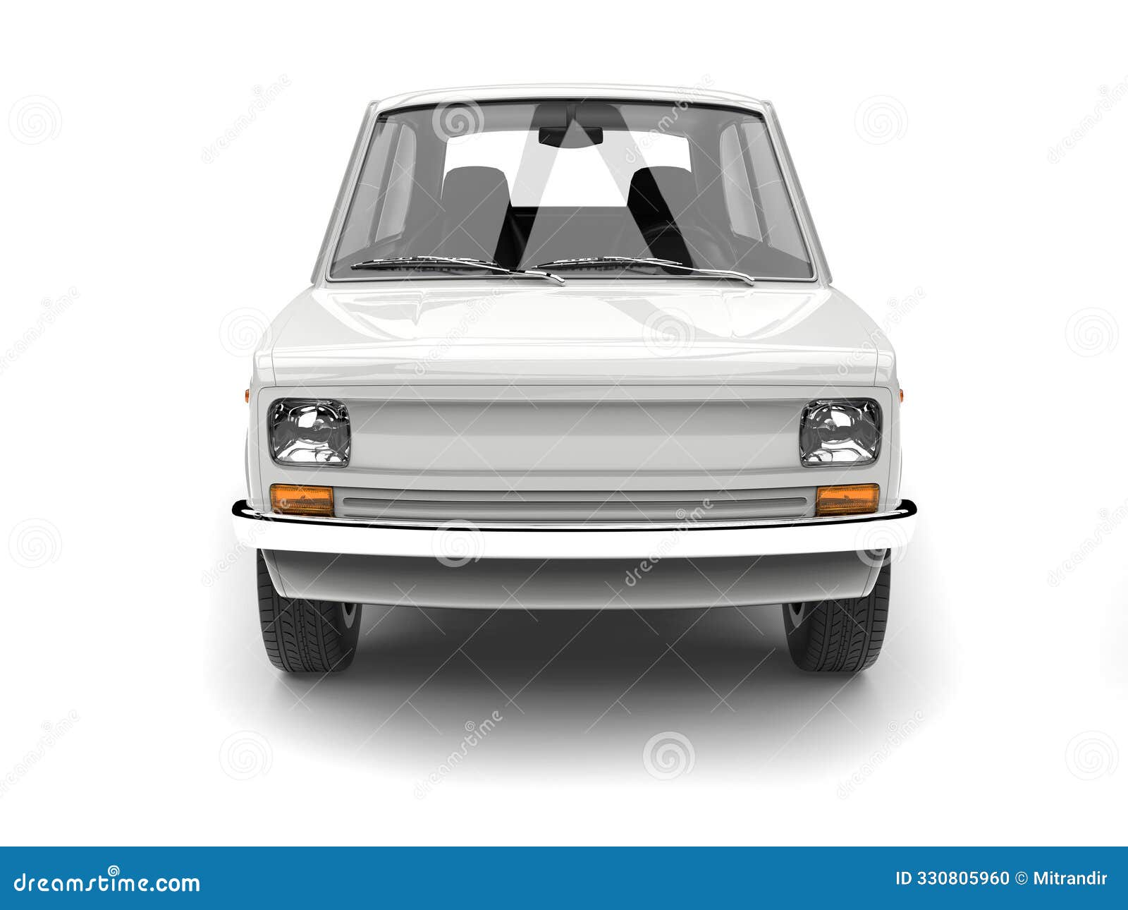 Small White Compact Vintage Car - Front View Stock Illustration ...