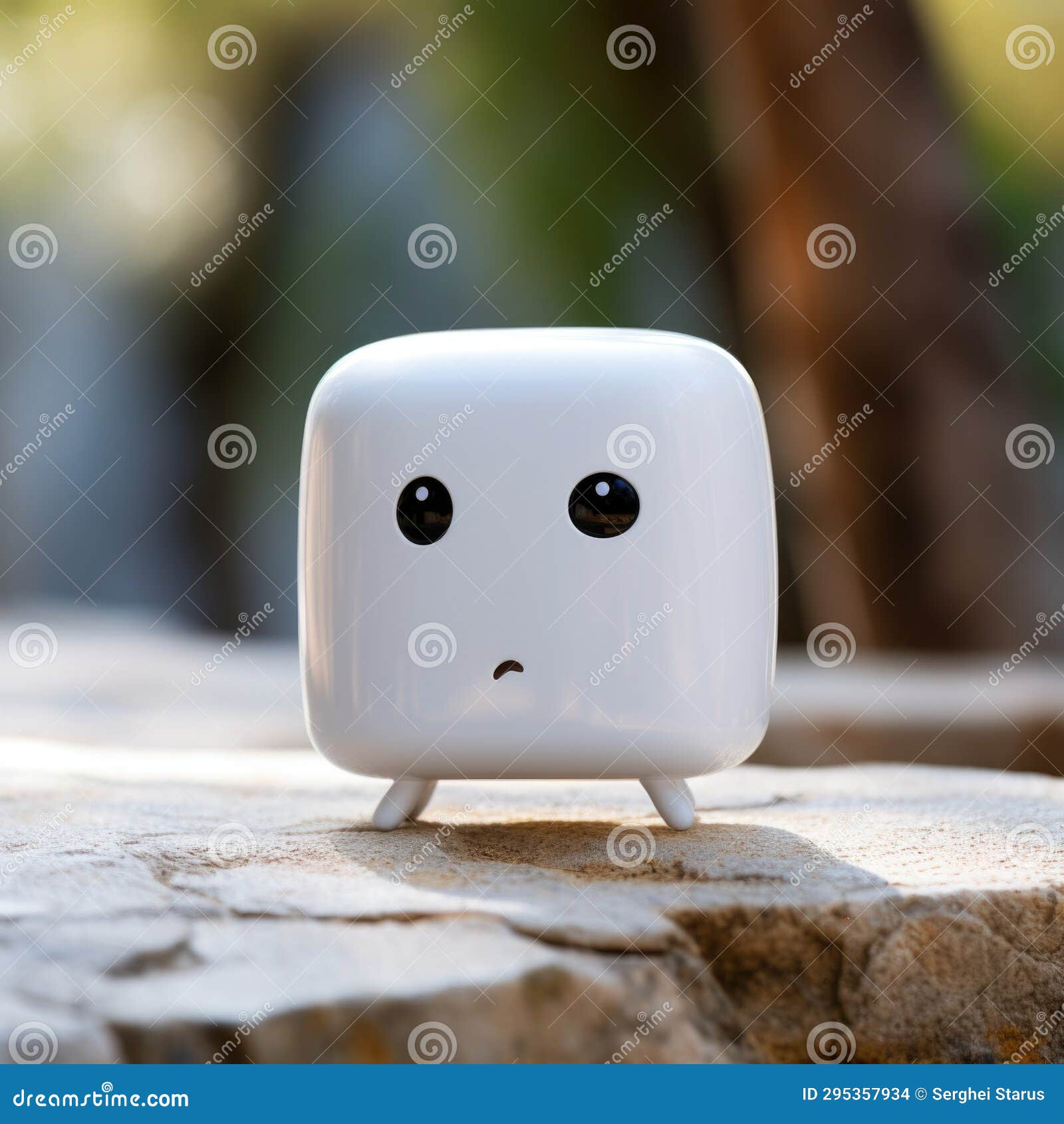 A Small White Cube with a Face on it, AI Stock Photo - Image of person ...