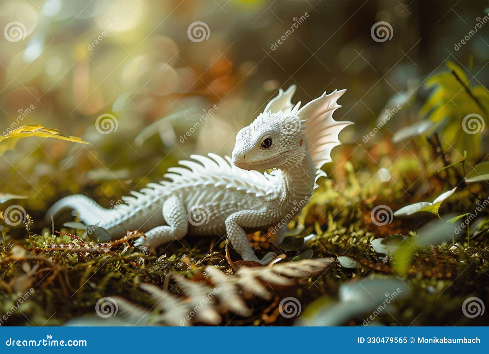 Small White Dragon on Forest Ground Stock Illustration - Illustration ...
