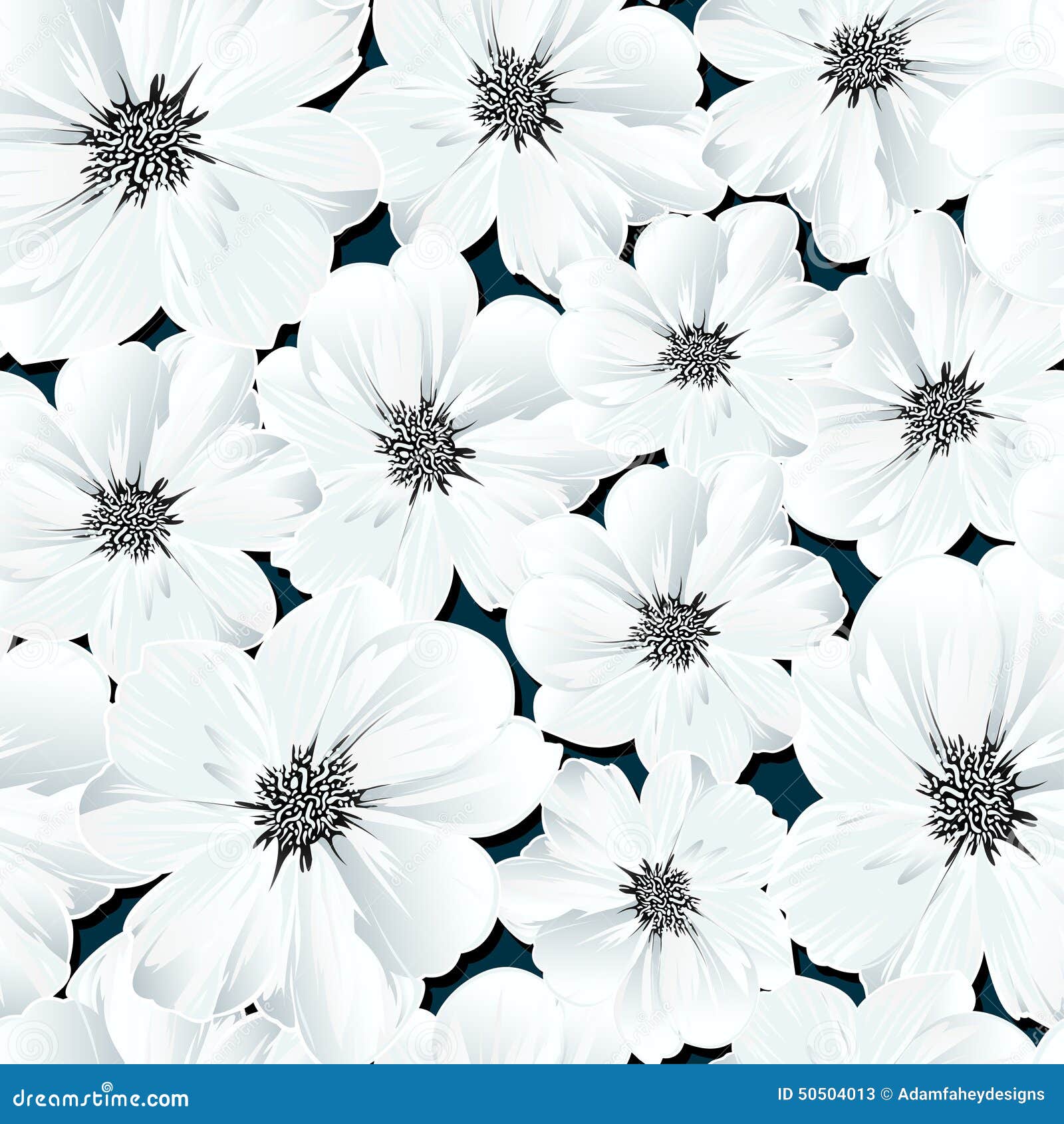 Small White Flowers in a Seamless Pattern Stock Vector - Illustration ...