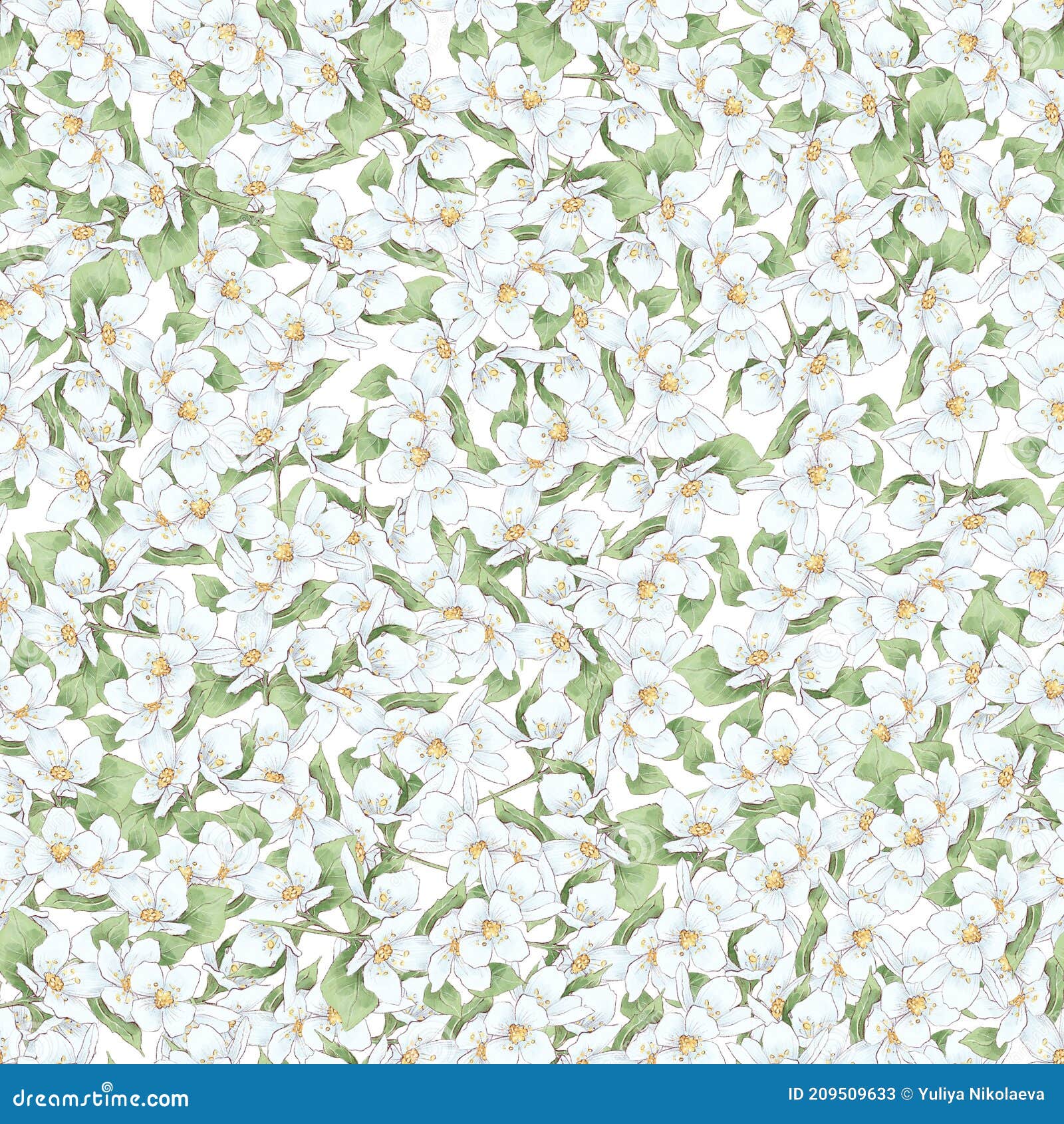 Small White Flowers Seamless Pattern. Watercolor Illustration Stock ...