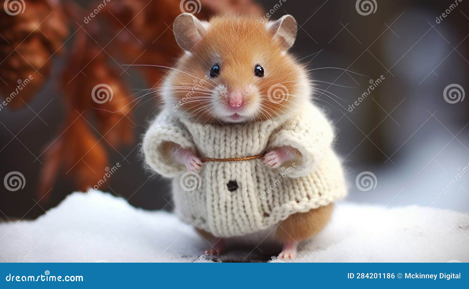 Small White Hamster Wearing Cute Winter Weather Clothes. . Created ...