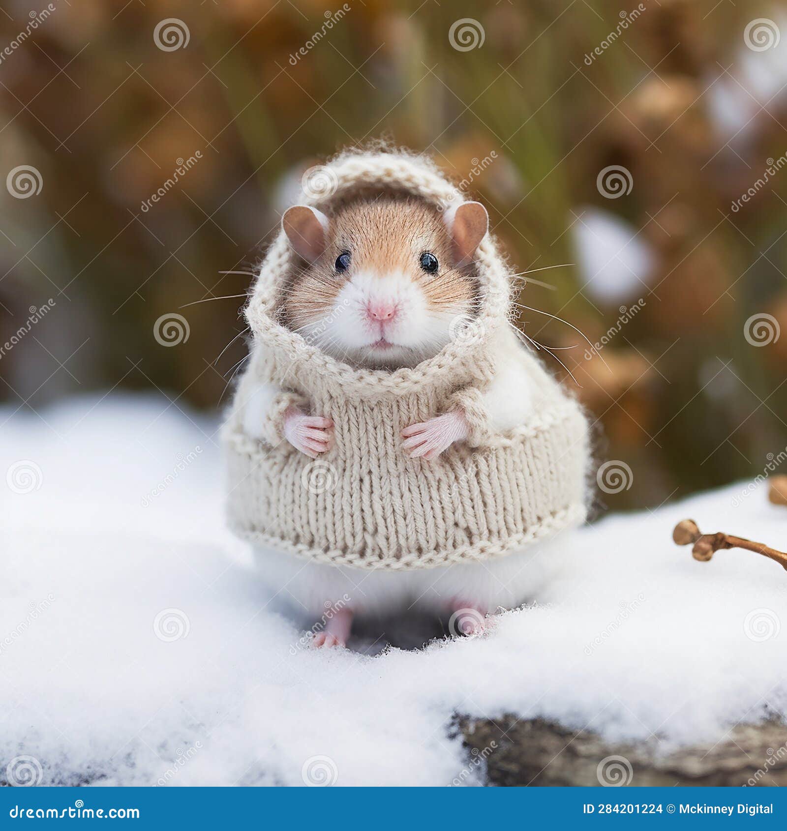 Small White Hamster Wearing Cute Winter Weather Clothes. . Created ...