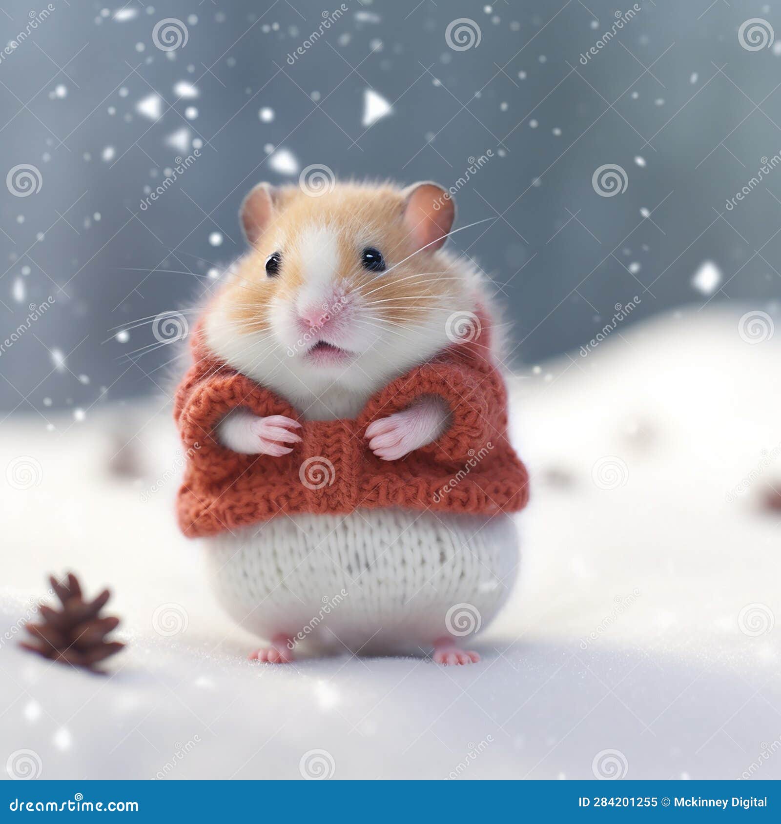Small White Hamster Wearing Cute Winter Weather Clothes. . Created ...