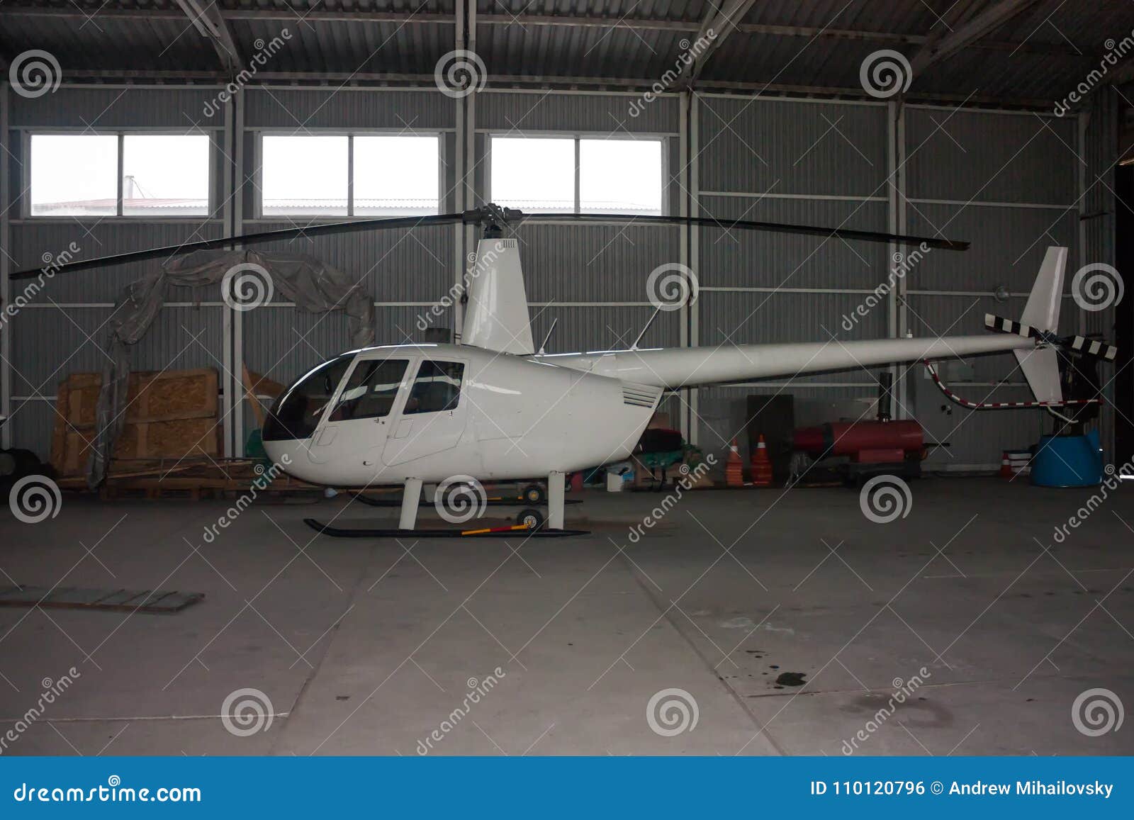 Small Helicopter in the Hangar Stock Photo - Image of helicopter ...