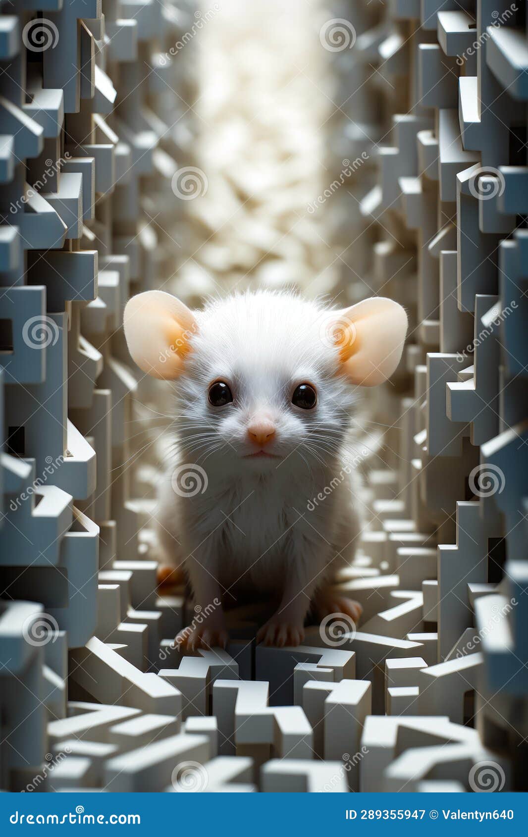 Small White Mouse Sitting in Maze of White Cubes. Generative AI Stock ...