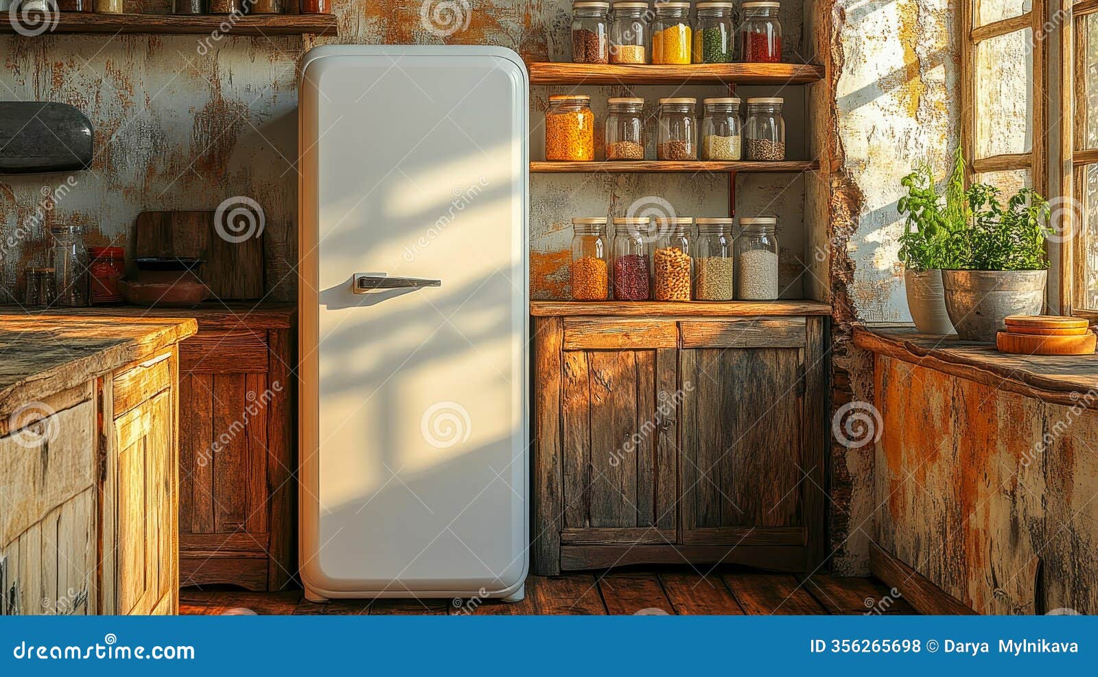 A Small White Refrigerator with a Simple Design Stands Closed in the ...