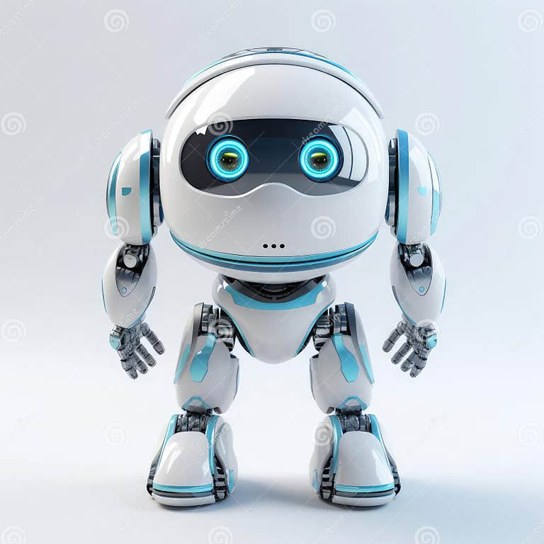 Small Robot on a White Background Stock Illustration - Illustration of ...