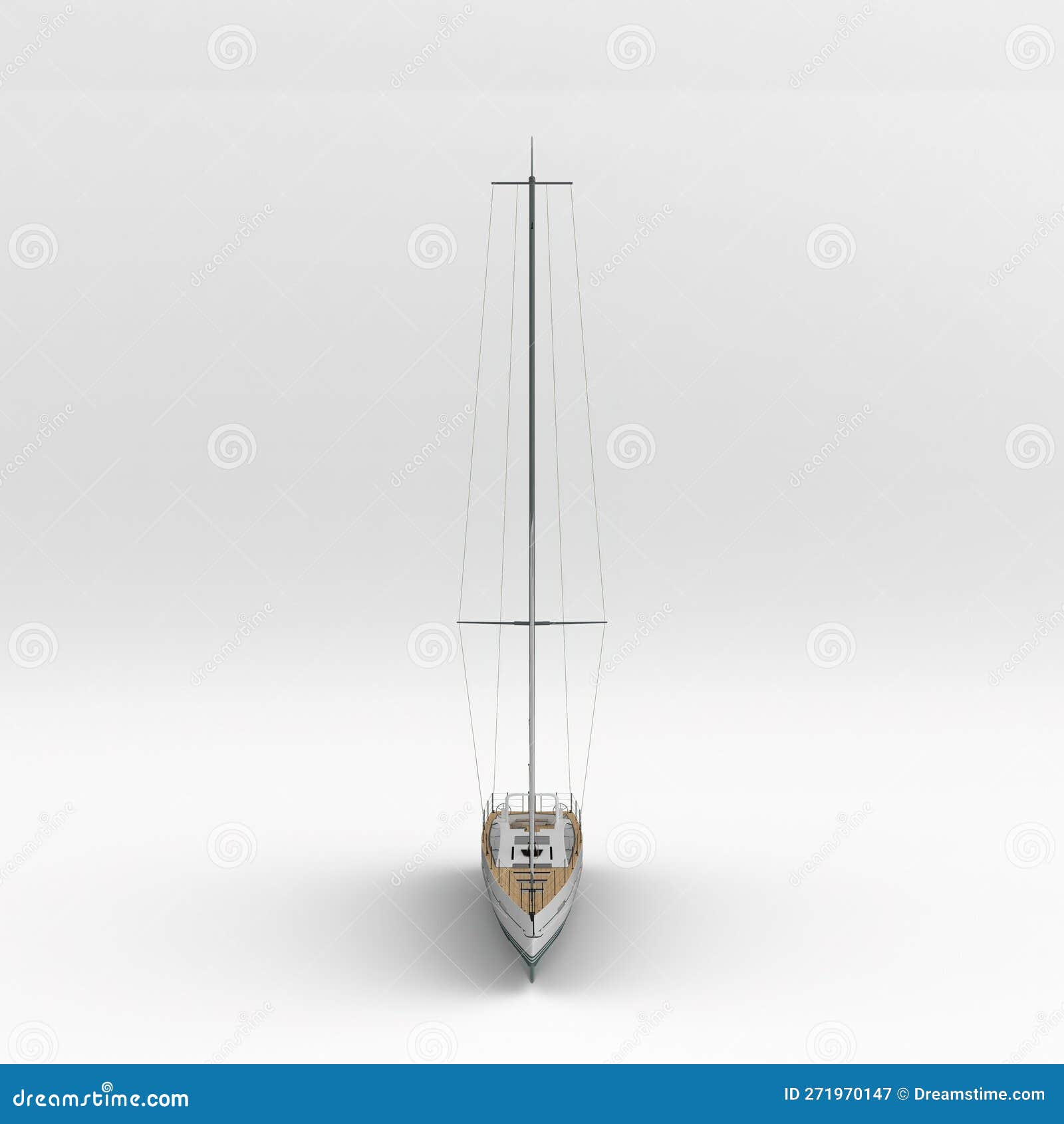 A Small White Sail Boat, 3d Rendering Stock Illustration - Illustration ...