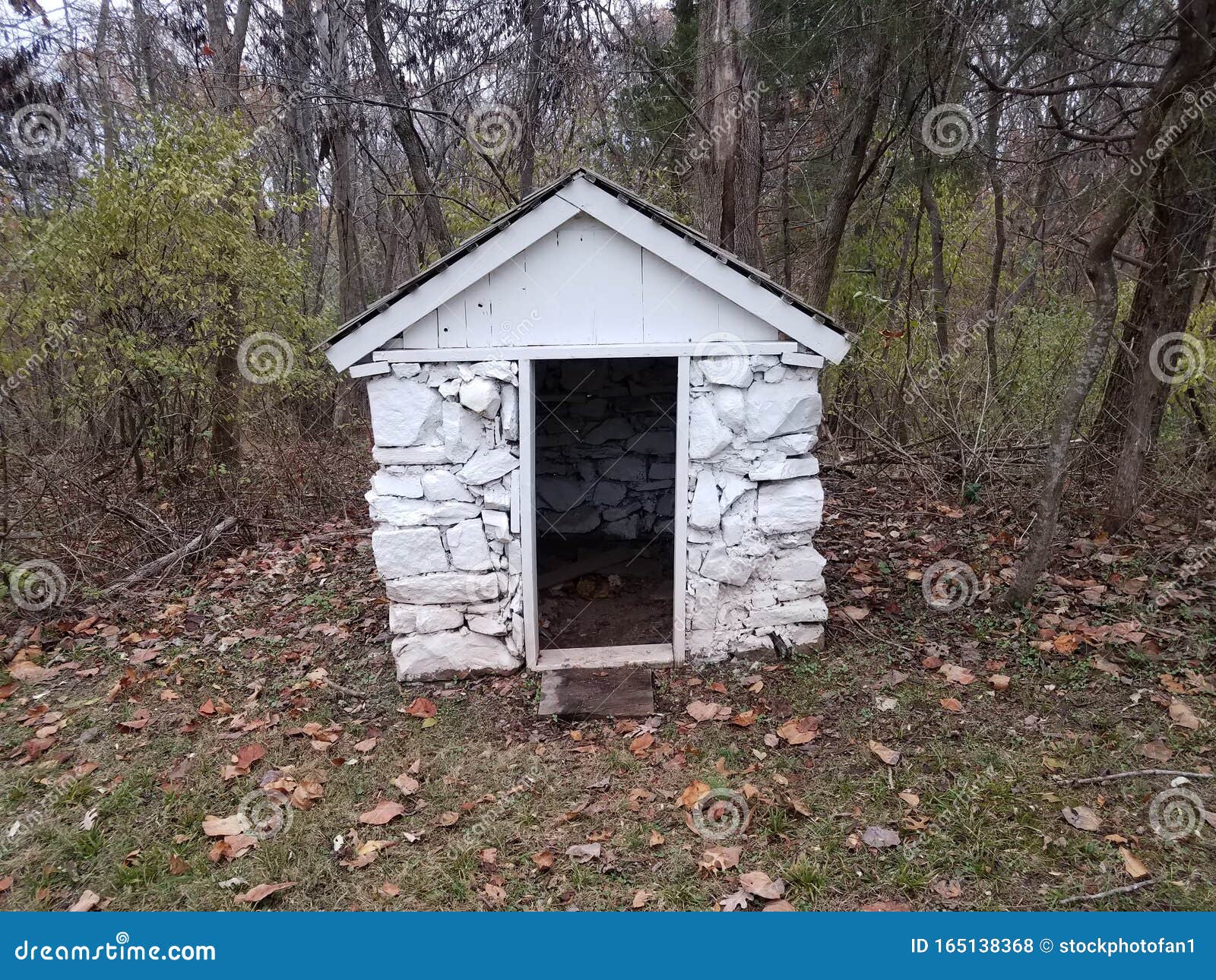 Small White Stone Storage Shed Building or Structure Stock Photo ...