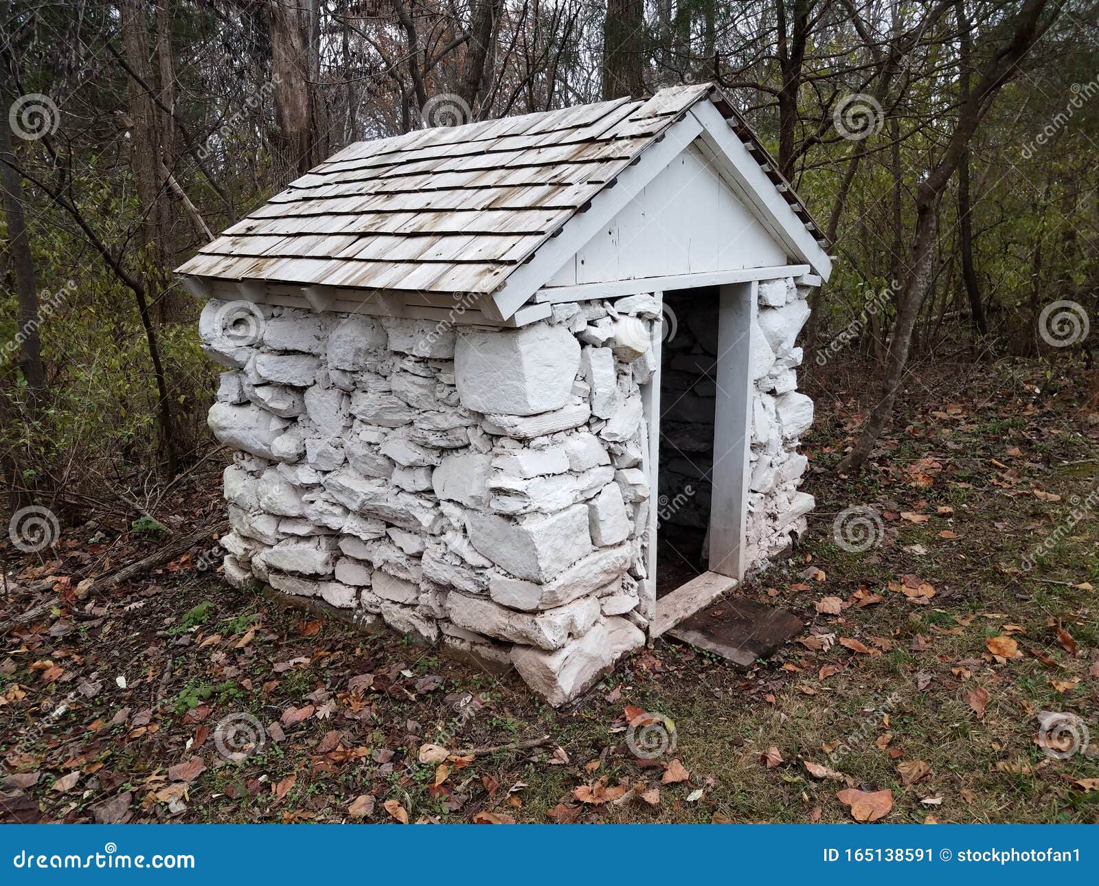 Small White Stone Storage Shed Building or Structure Stock Image ...