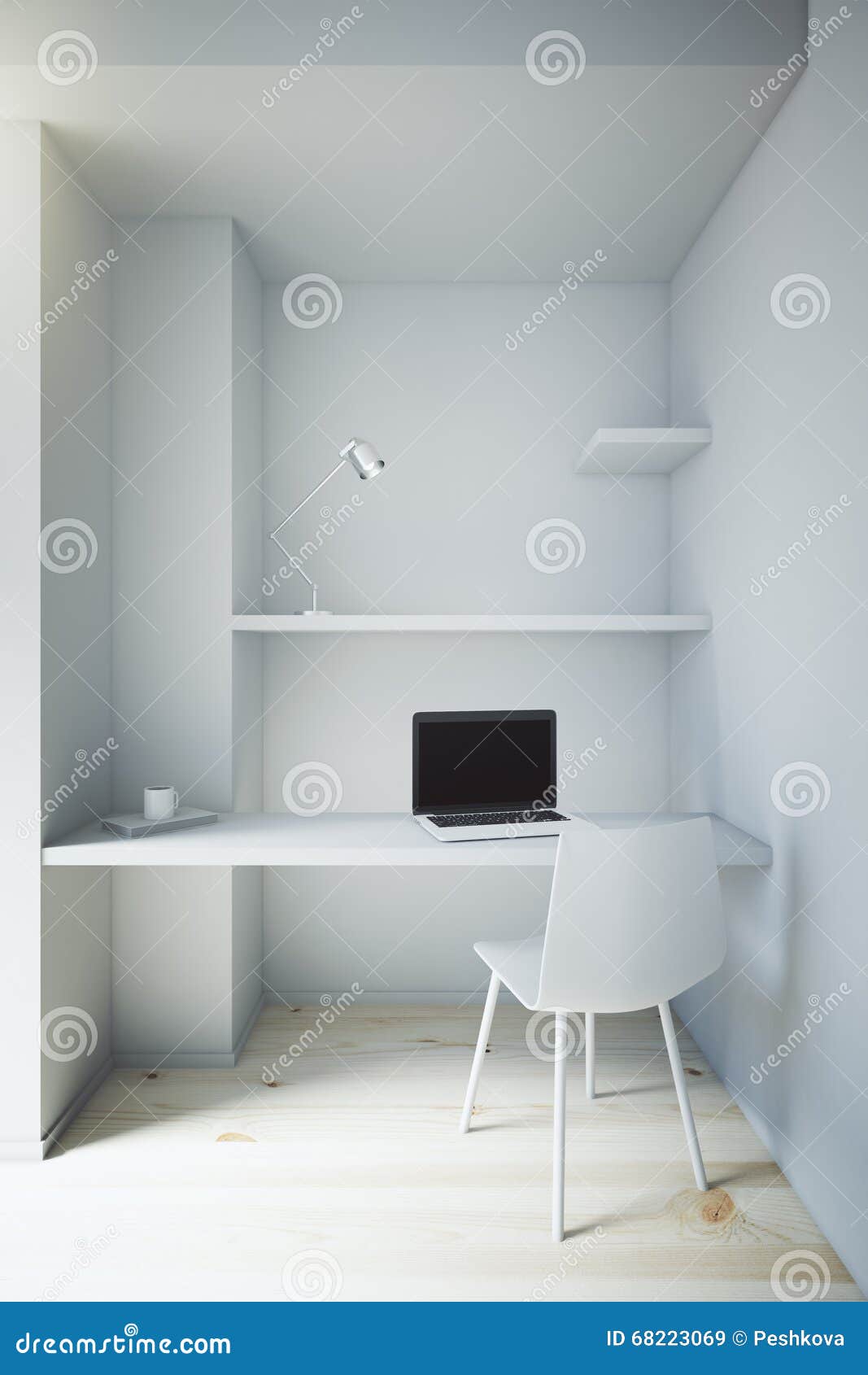Small white workspace stock illustration. Illustration of interior ...