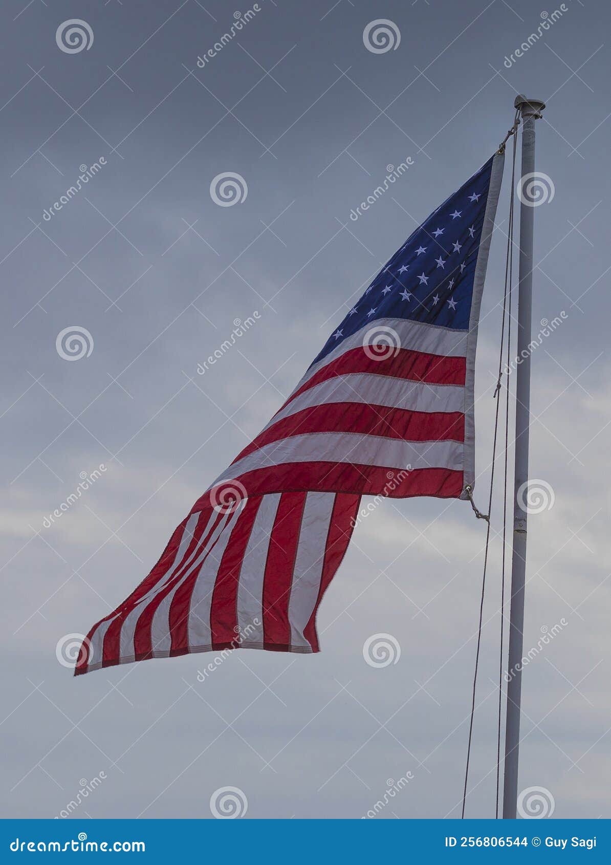 American Flag in Slight Breeze Stock Photo - Image of gray, patriotic ...