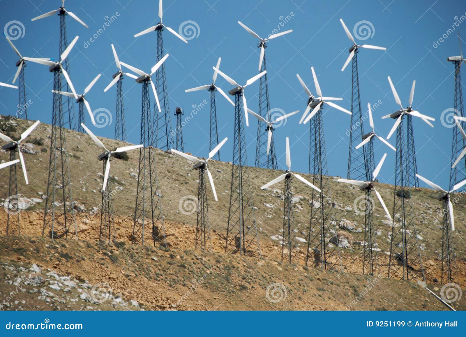 Small Wind Turbines on Hillside Stock Image - Image of electricity ...