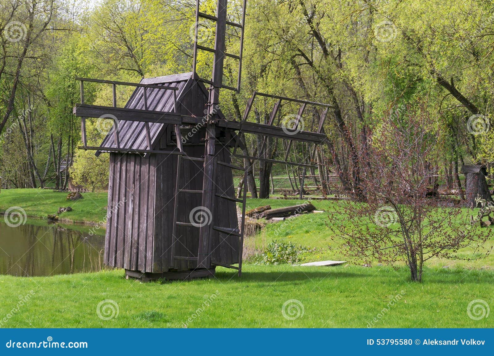 Small windmill stock photo. Image of countryside, tree - 53795580