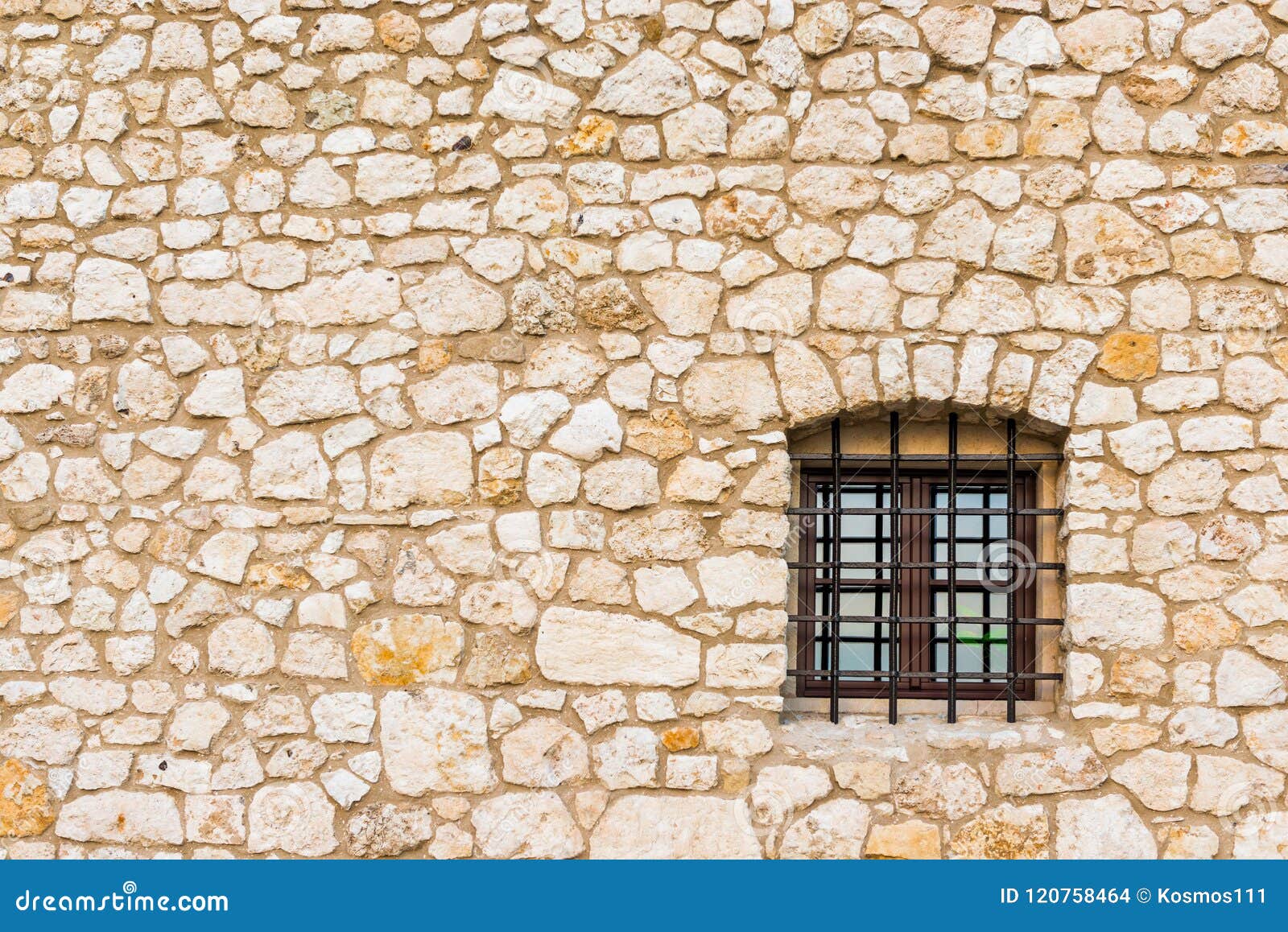 A Small Window of a Dungeon with a Lattice and a Stone Wall with Stock ...