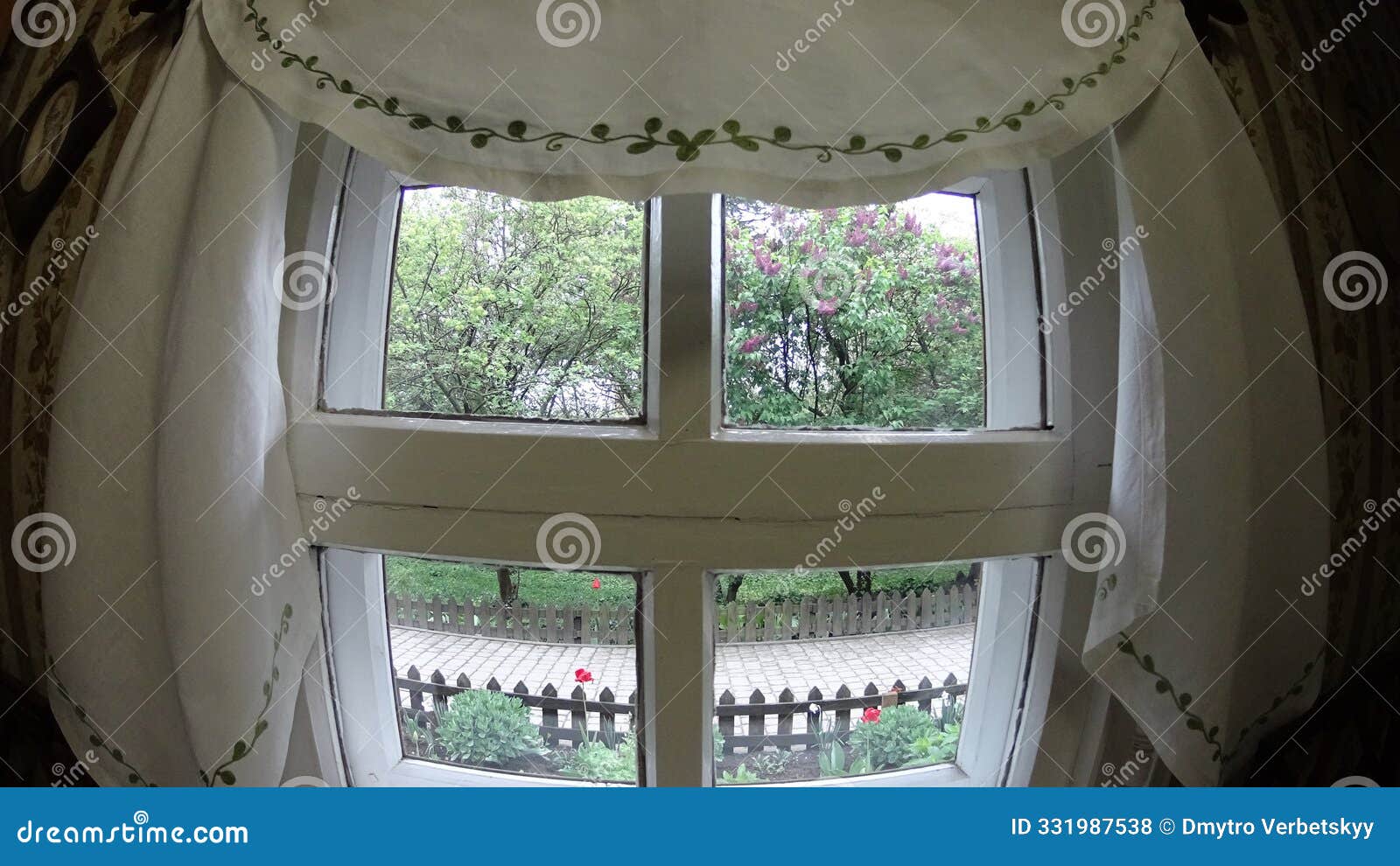 Small Window in an Old House. Stock Photo - Image of comfort, curtain ...