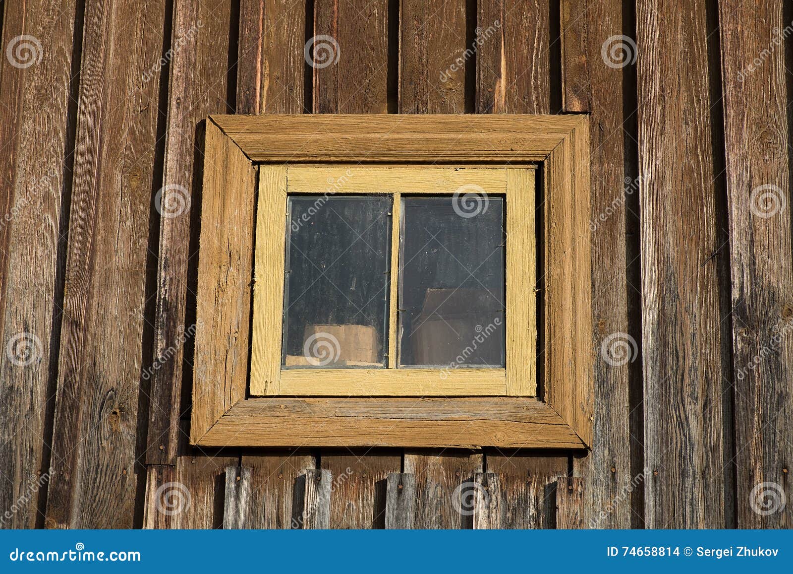 A Small Window on the Wall of the Old Rustic House Stock Photo - Image ...