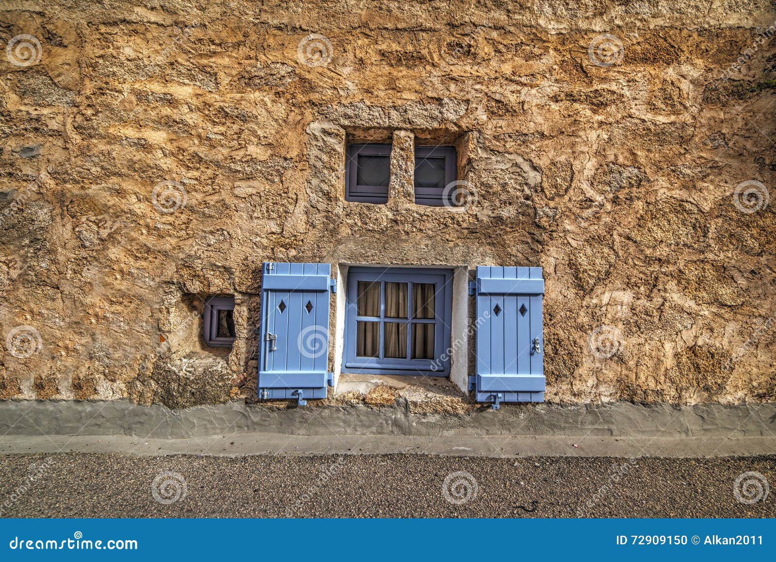 Small Windows in a Rustic Wall Stock Photo - Image of external ...