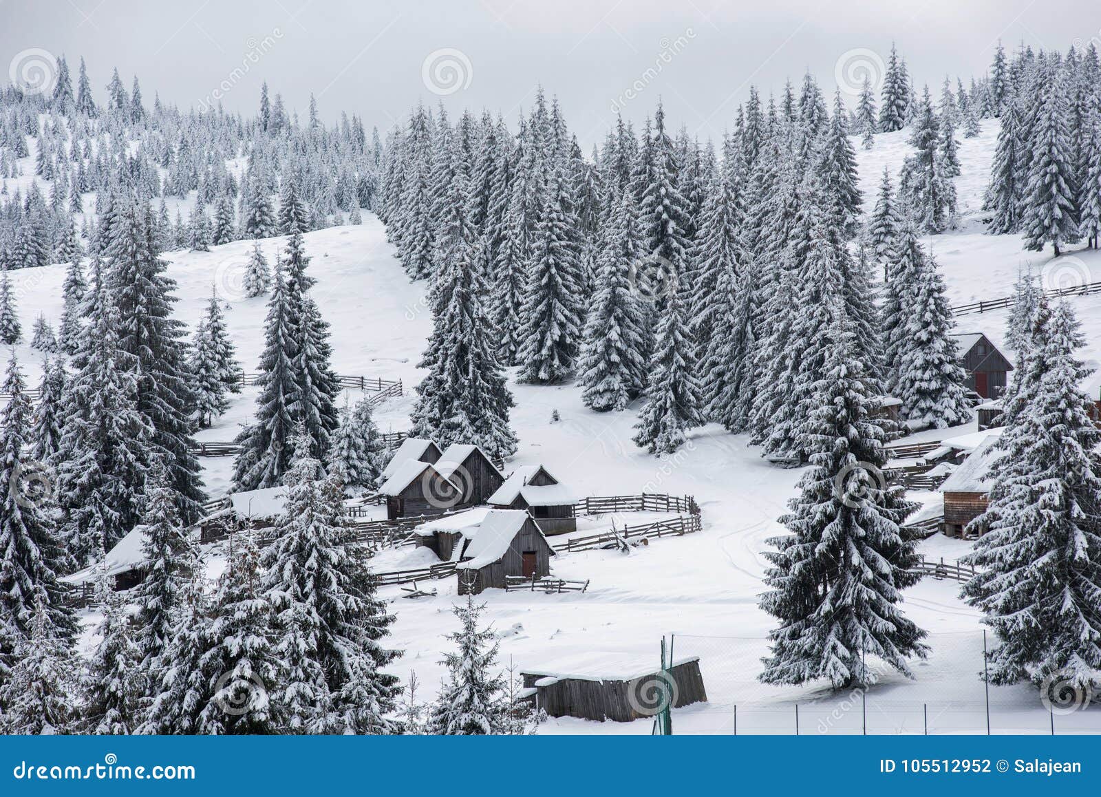 Small Winter Village in the Mountains Stock Photo - Image of landscape ...