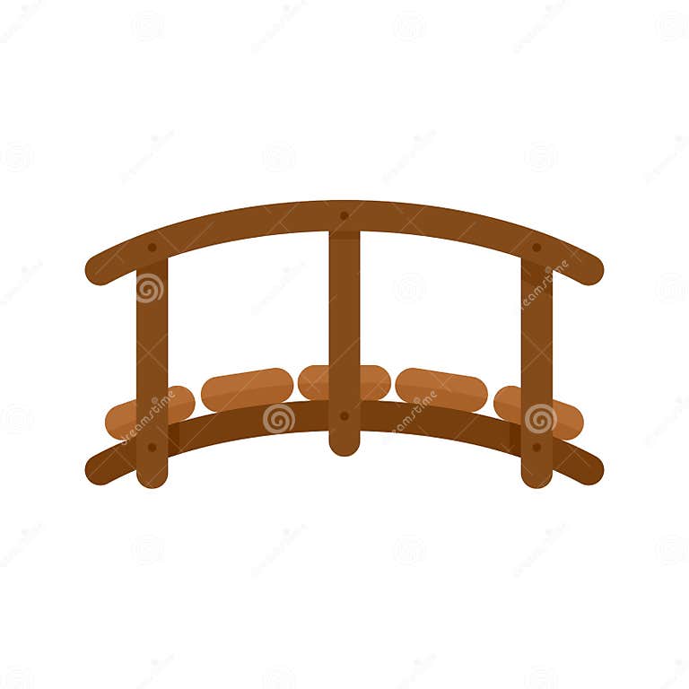 Small Wood Bridge Icon, Flat Style Stock Vector - Illustration of decor ...