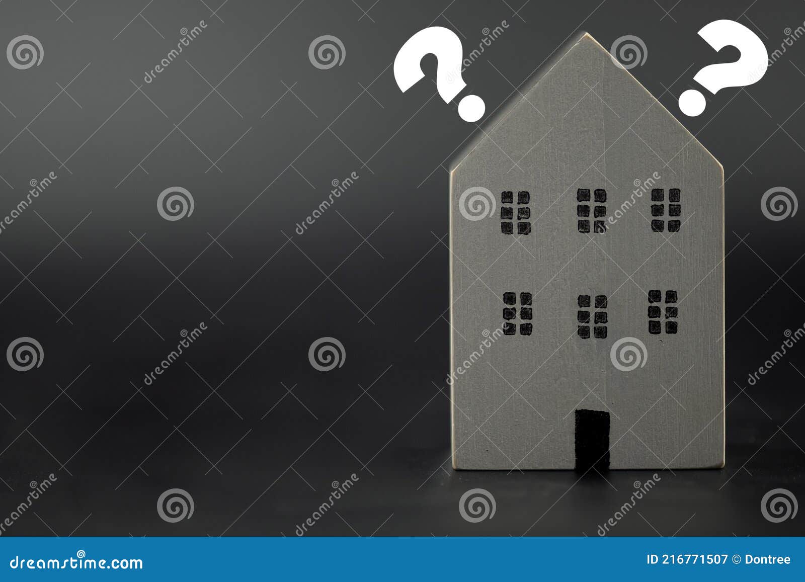 Small Wood House with Question Marks Over the Top Stock Image - Image ...