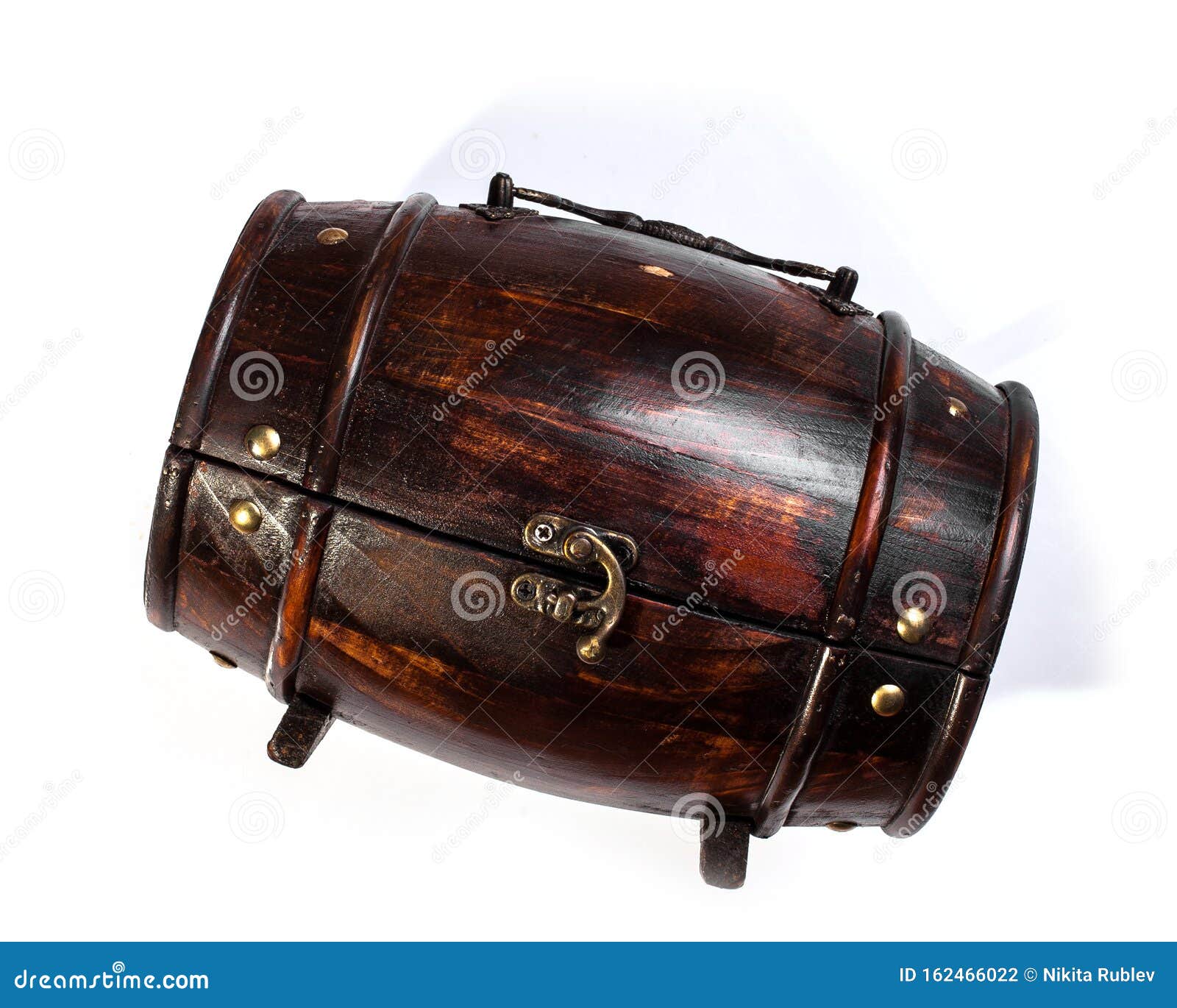 Small Wooden Barrel Box Isolated on White Stock Photo - Image of chip ...