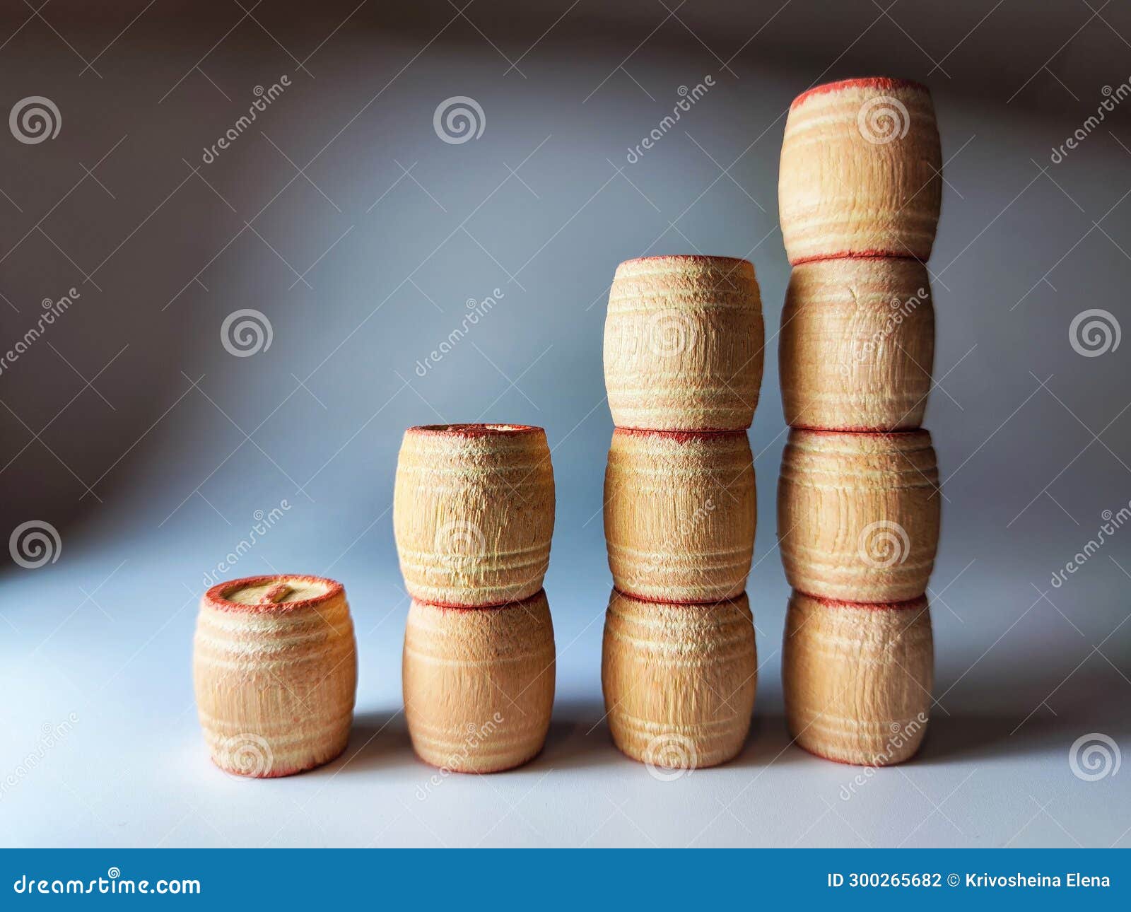 Small Wooden Barrels with Numbers Built in Columns. the Concept of ...