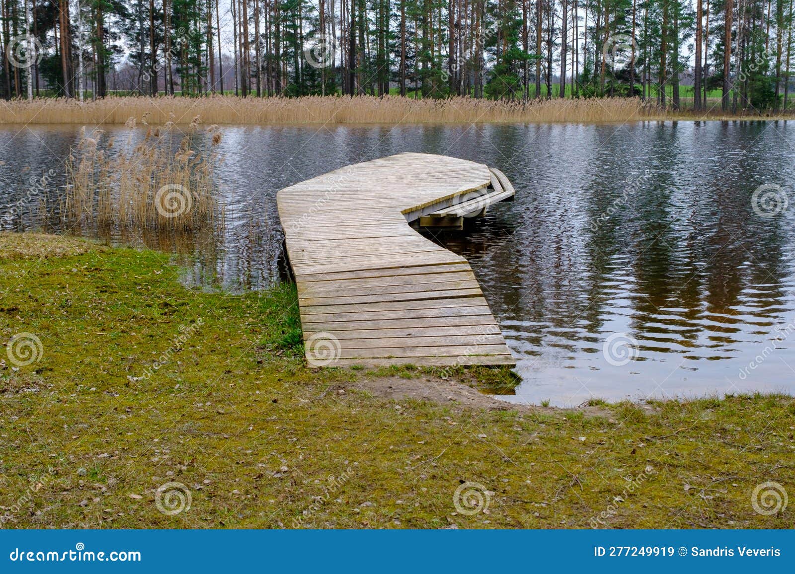 A Small Wooden Boardwalk in the Lake. Bathing Place. Stock Image ...