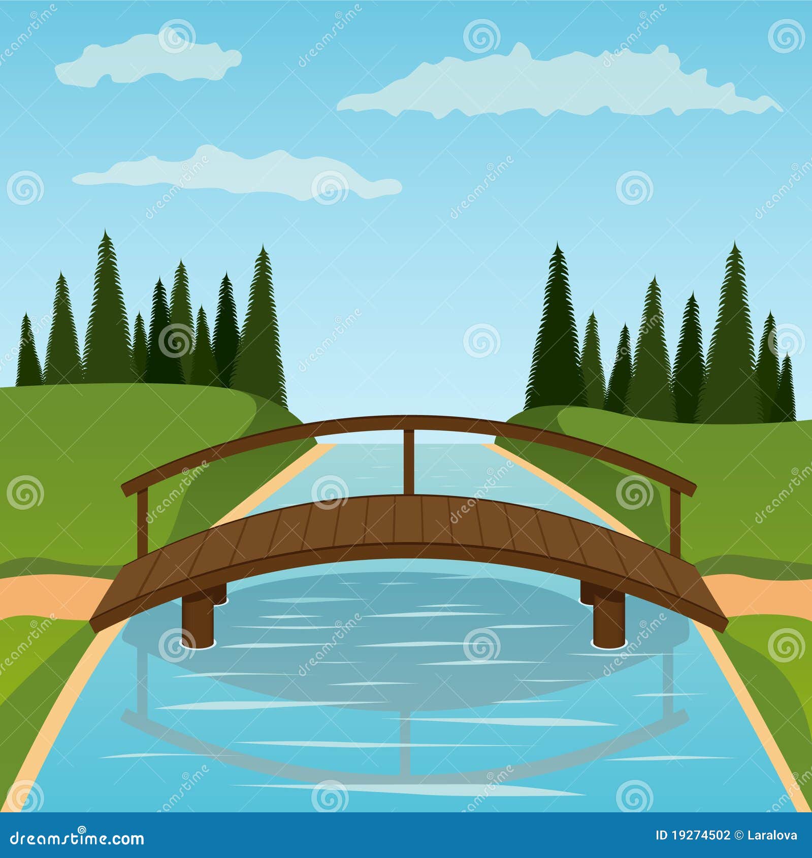 Small Wooden Bridge In The Woods Cartoon Vector | CartoonDealer.com ...