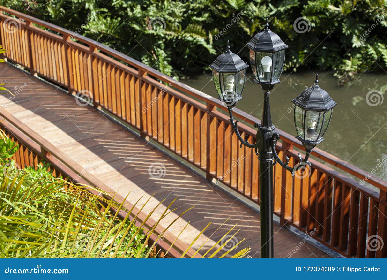 Small Wooden Bridge Over the Lake 2 Stock Image - Image of bridge ...