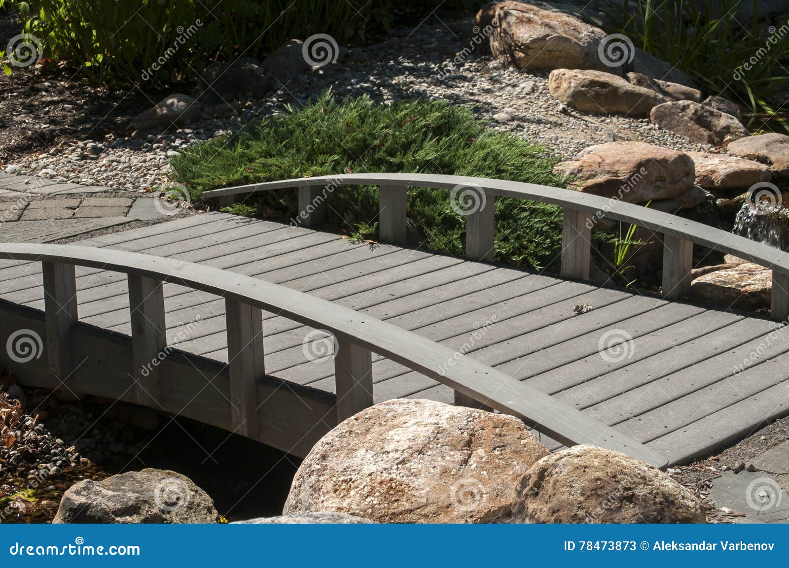 Small Wooden Bridge in Park Stock Image - Image of small, tree: 78473873