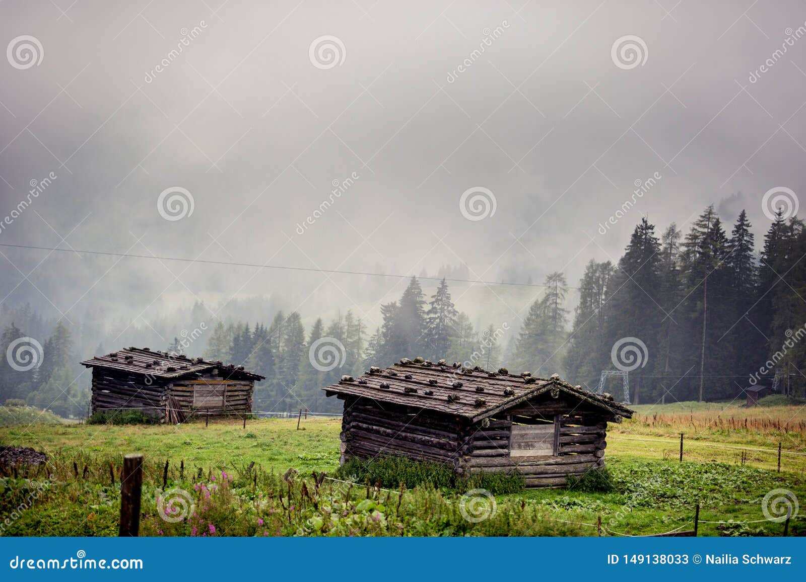 Small Wooden Cabins in the Austrian Alps Stock Image - Image of rustic ...