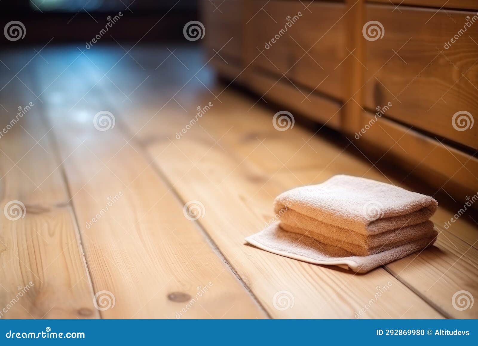 A Small Wooden for Clean Towels on the Floor Stock Photo - Image of ...