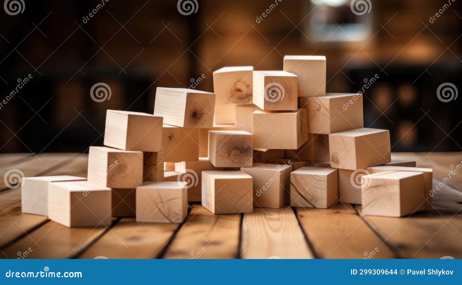 Small Wooden Cubes on Floor. Stock Photo - Image of blank, logic: 299309644