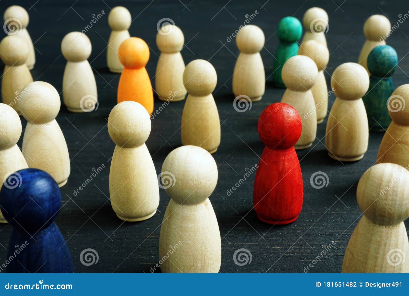 Small Wooden Figures. Social Inclusion, Diversity and Equality. Stock ...