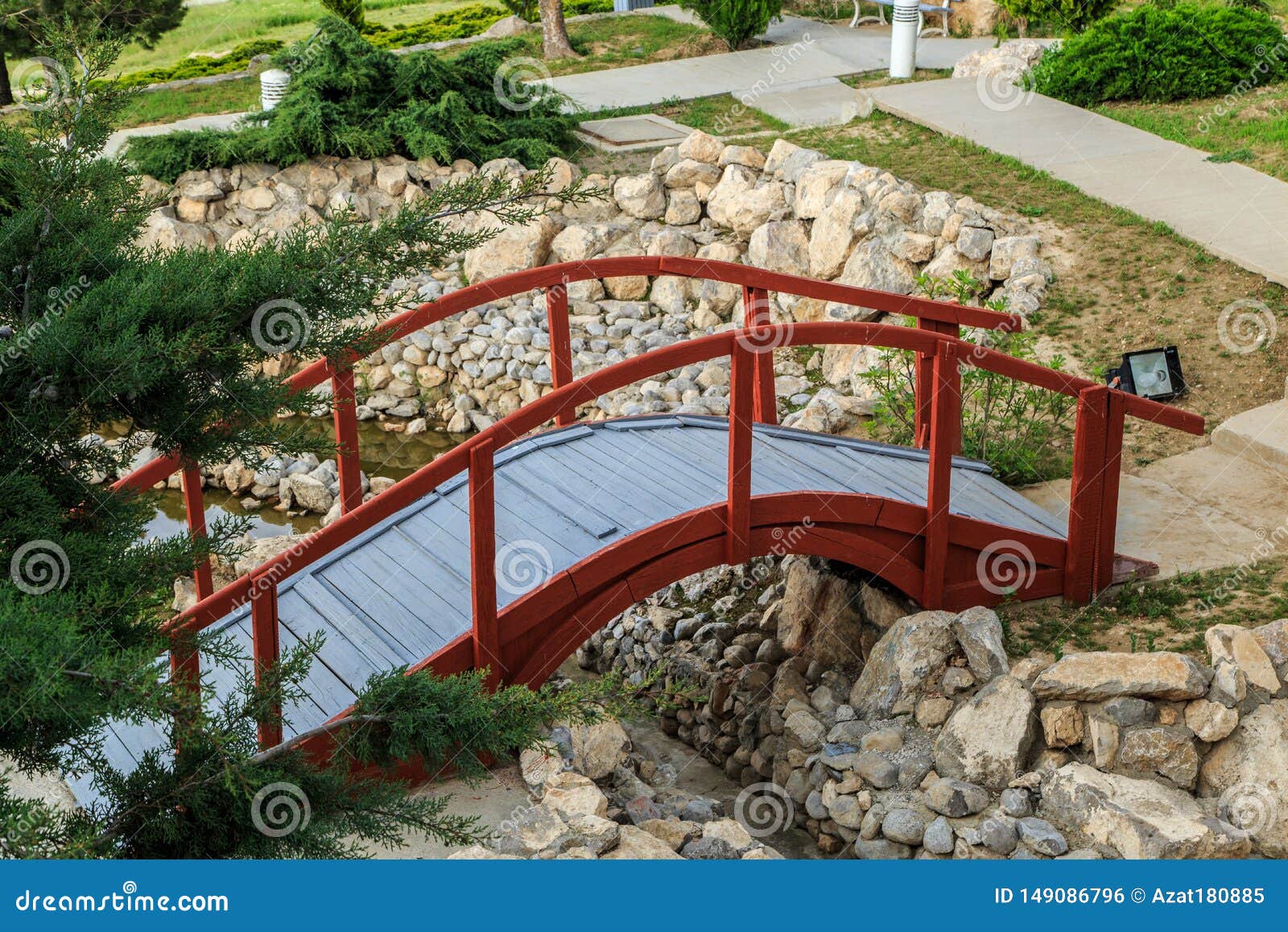 Small Wooden Footbridge Over the Dried River Stock Photo - Image of ...