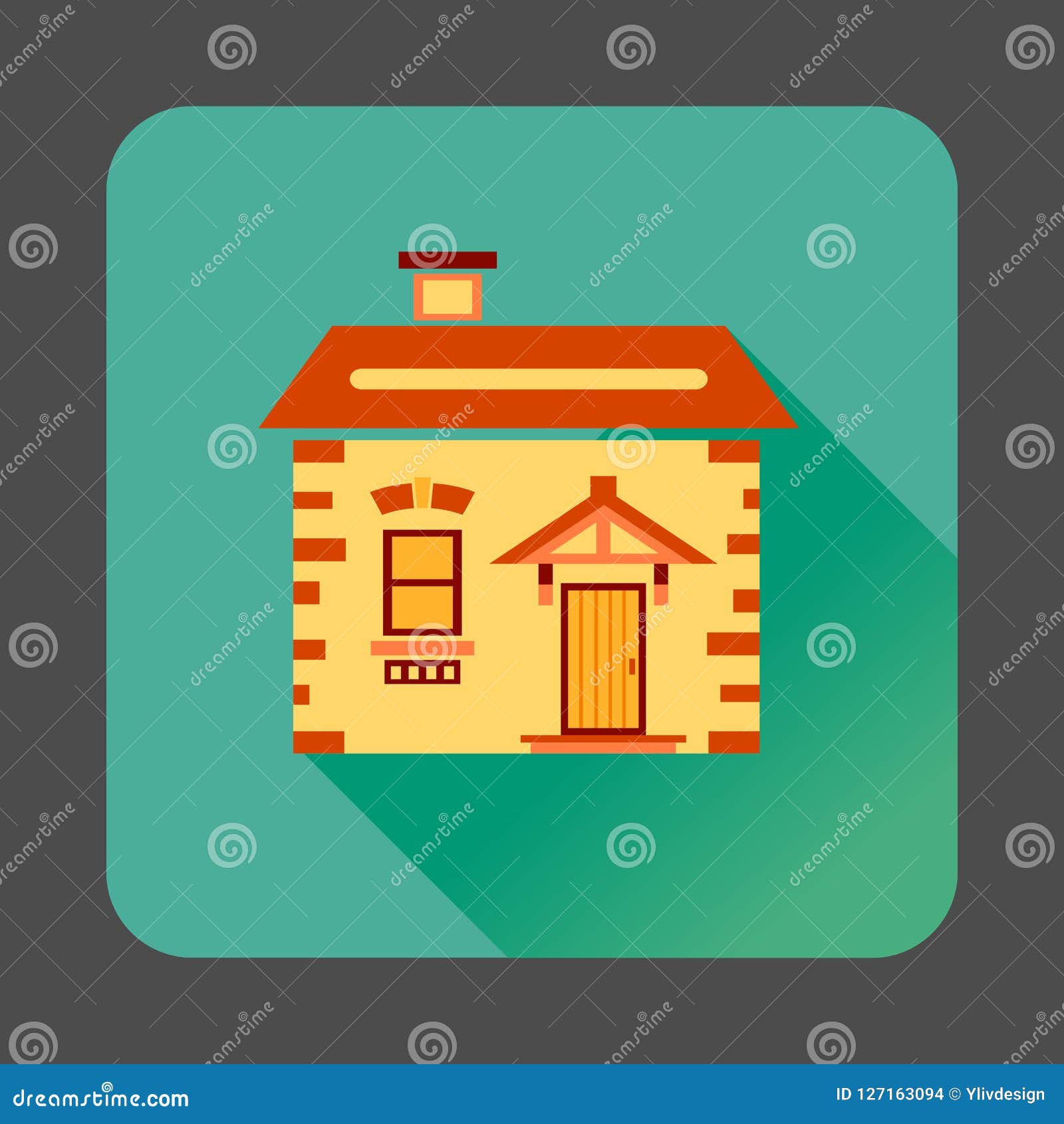 Small Wooden House Icon, Flat Style Stock Illustration - Illustration ...