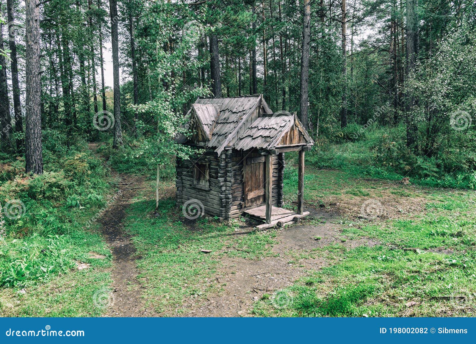 Small Wooden Hut in the Middle of the Forest Stock Photo - Image of ...