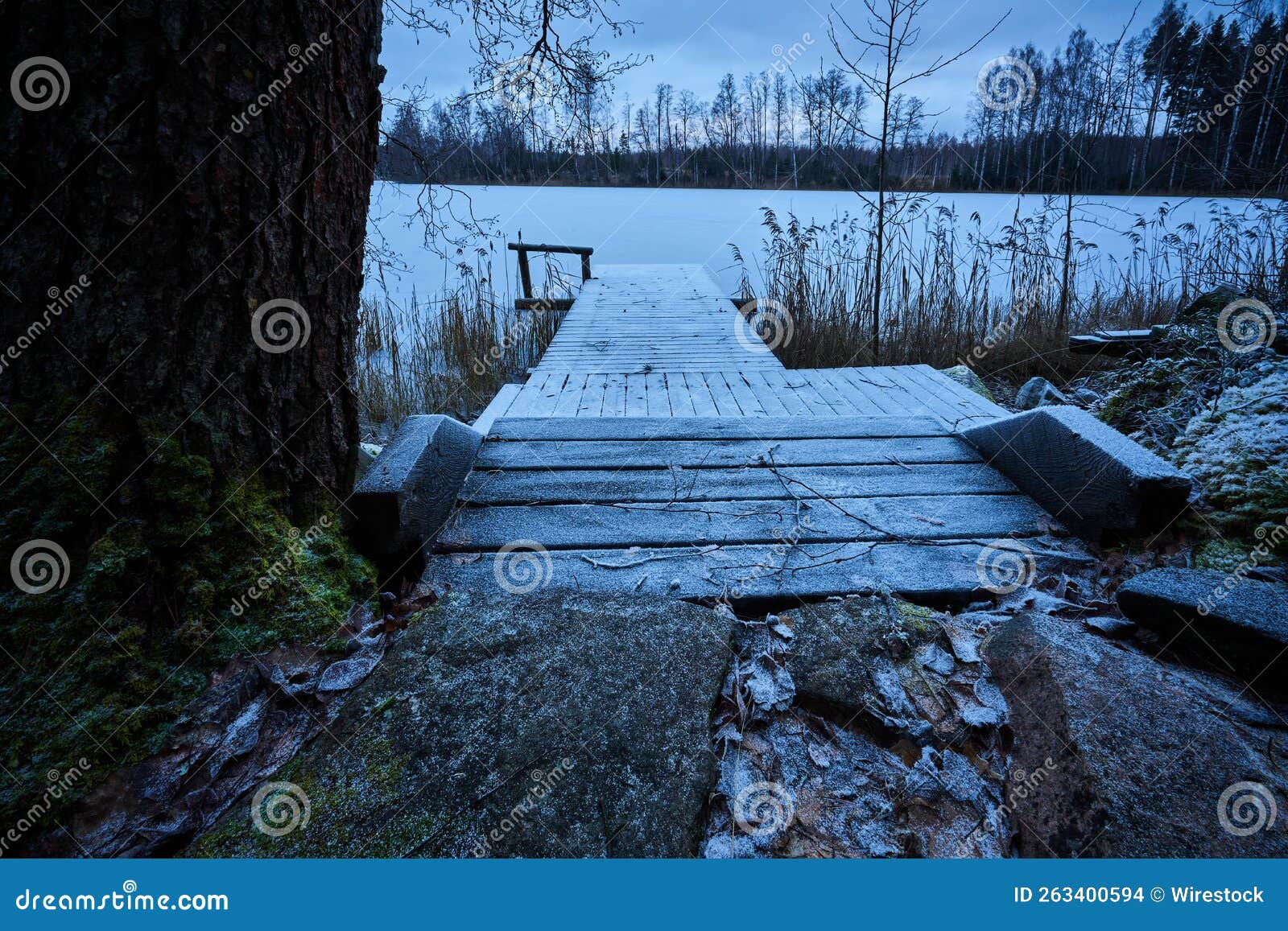 Small Wooden Jetty at the Edge of a River Stock Photo - Image of wooden ...