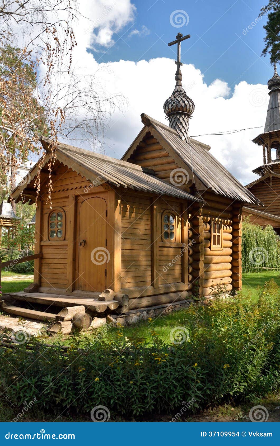 Small Wooden Orthodox Chapel with a Dome Stock Photo - Image of ...