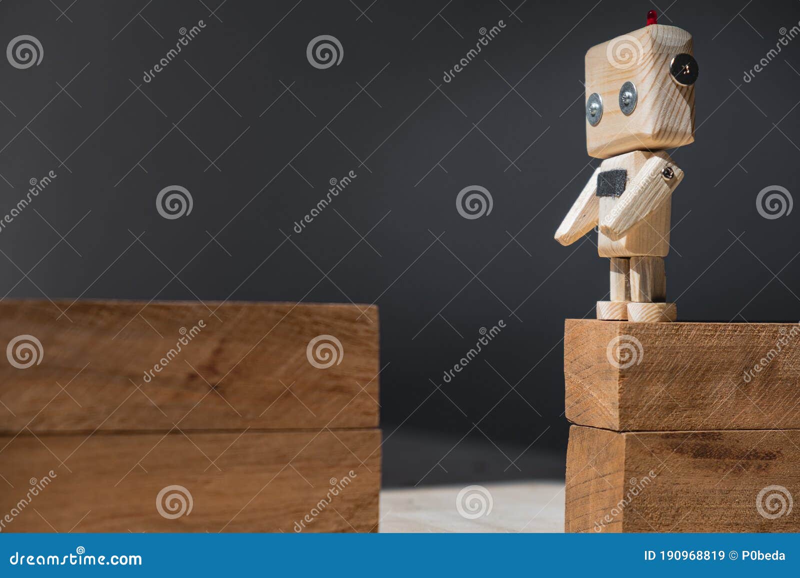 Small wooden robot stock image. Image of jumping, abyss - 190968819