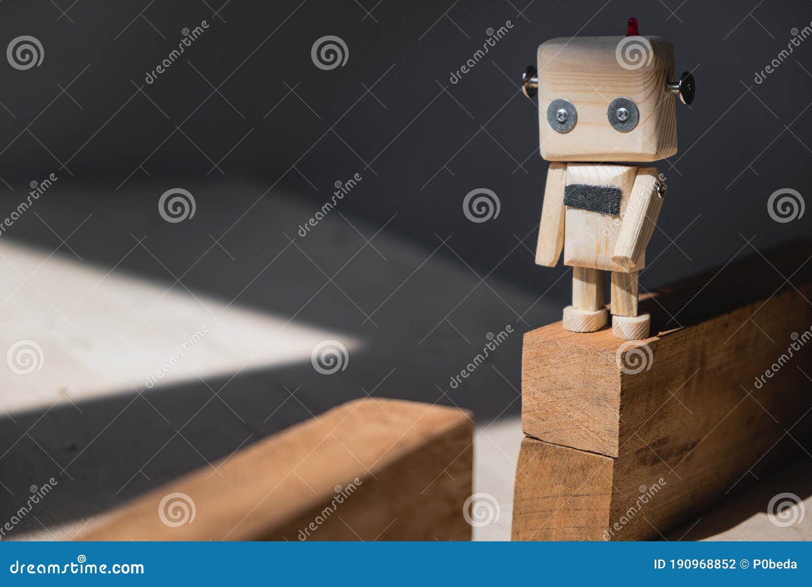 Small wooden robot stock photo. Image of exploration - 190968852