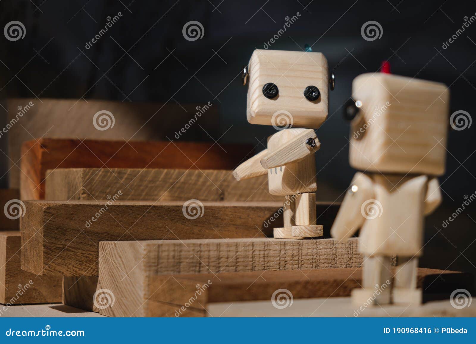 Small wooden robot stock photo. Image of concept, employee - 190968416