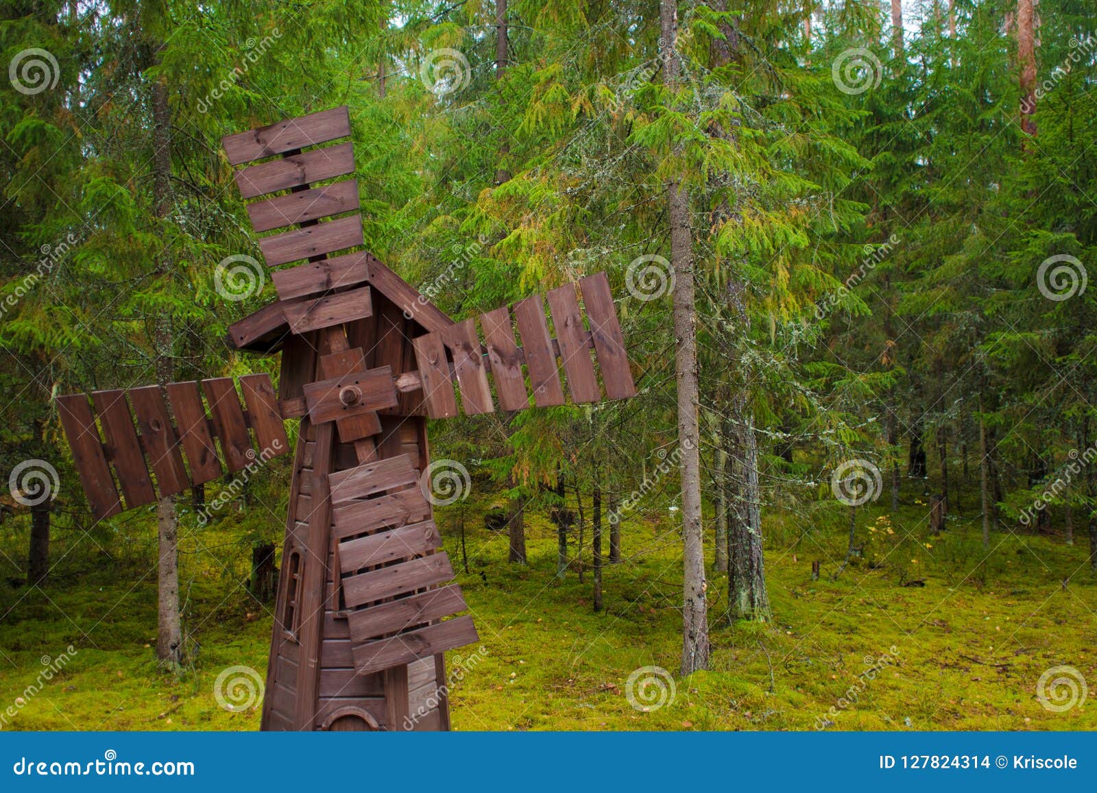 Small Wooden Windmill Surrounded by Pine Forests Stock Photo - Image of ...