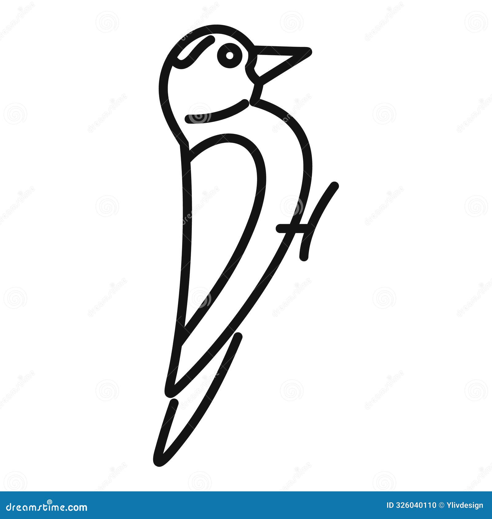 Woodpecker Bird Perching On Branch Silhouette Vector Illustration ...