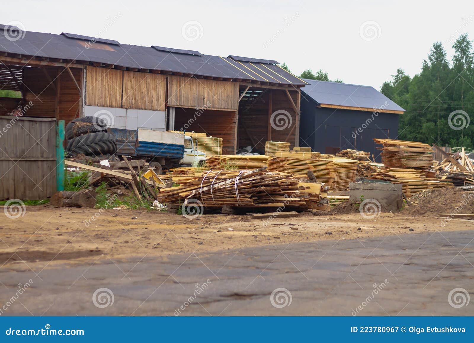 A Small Workshop For The Production Of Lumber In Russia, A Warehouse Of ...