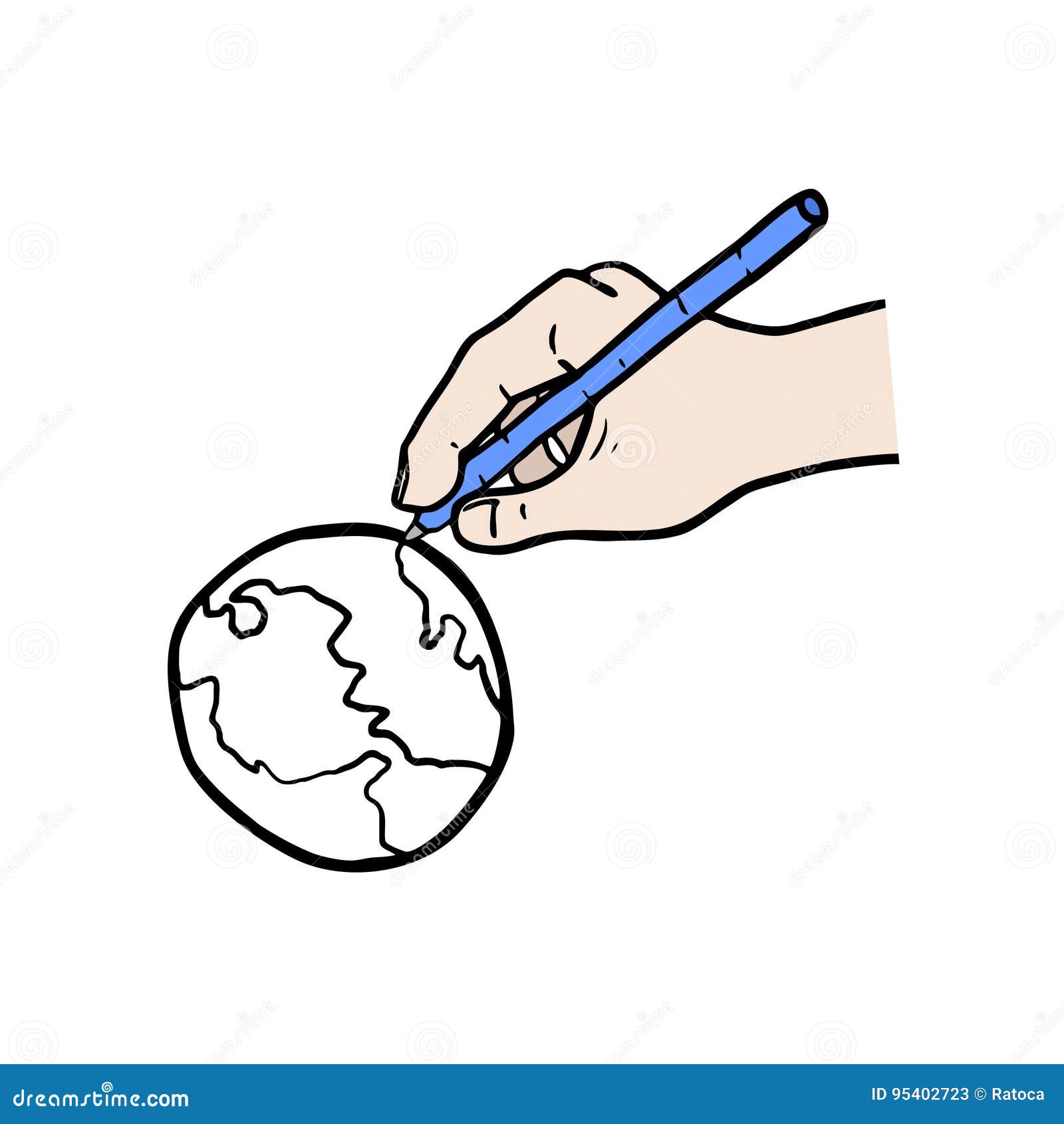 Small world drawing stock illustration. Illustration of global - 95402723