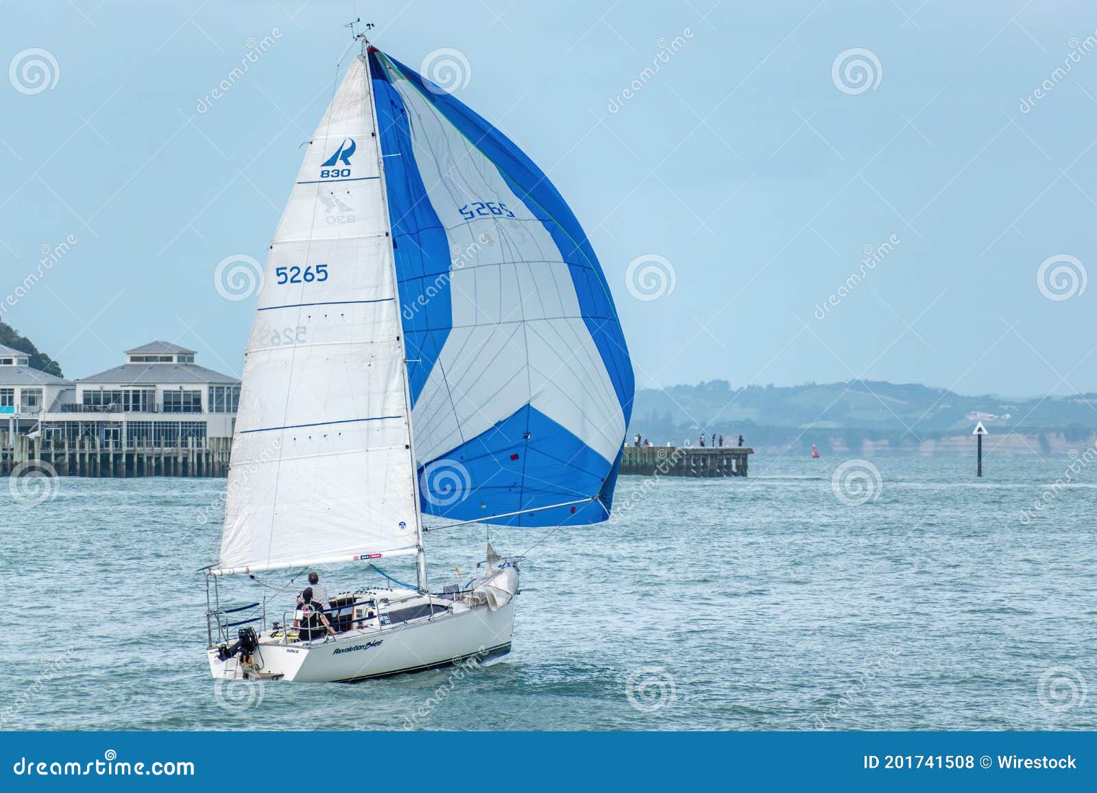 Small Yacht Jumping Wake with Full Spinnaker Editorial Stock Photo ...